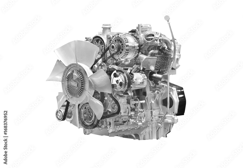 Car engine. Concept of modern car engine isolated on white background ...