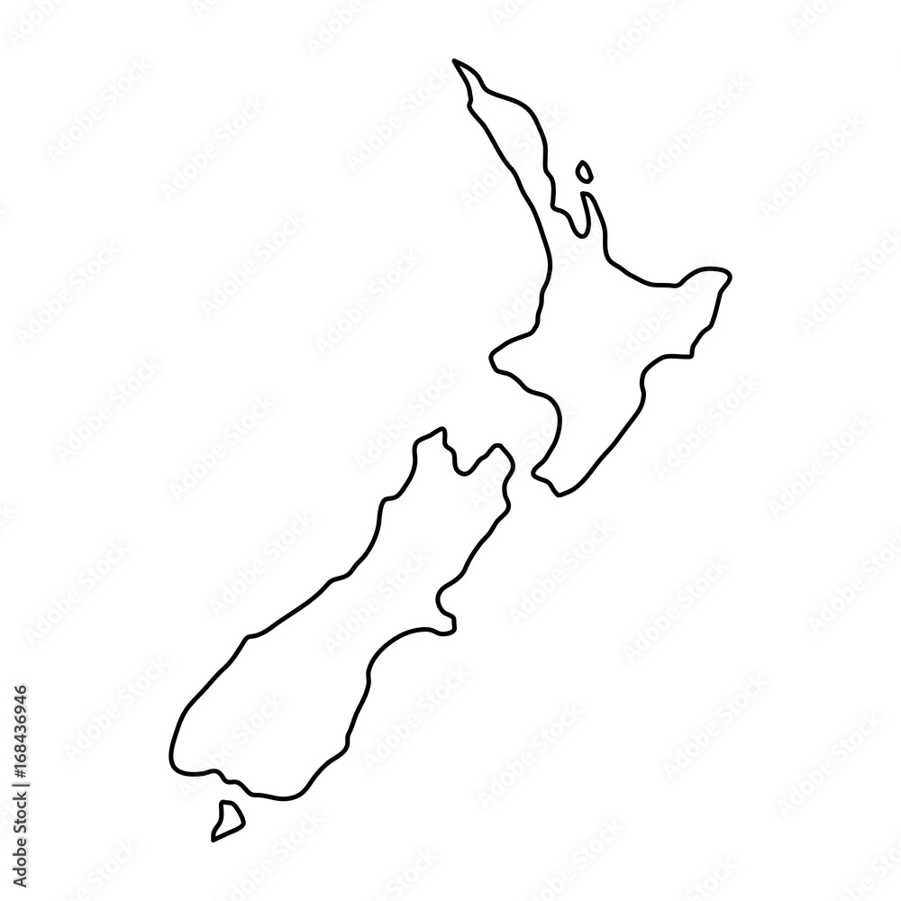 New Zealand map of black contour curves of vector illustration Stock ...
