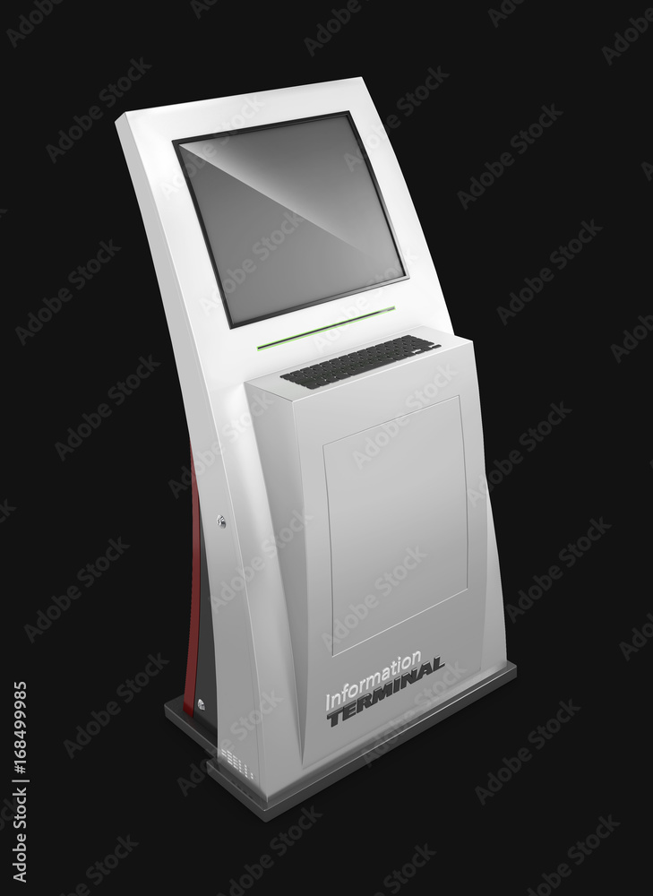 Realistic Interactive Information Kiosk Terminal Stand, 3d Illustration Stock Illustration ...