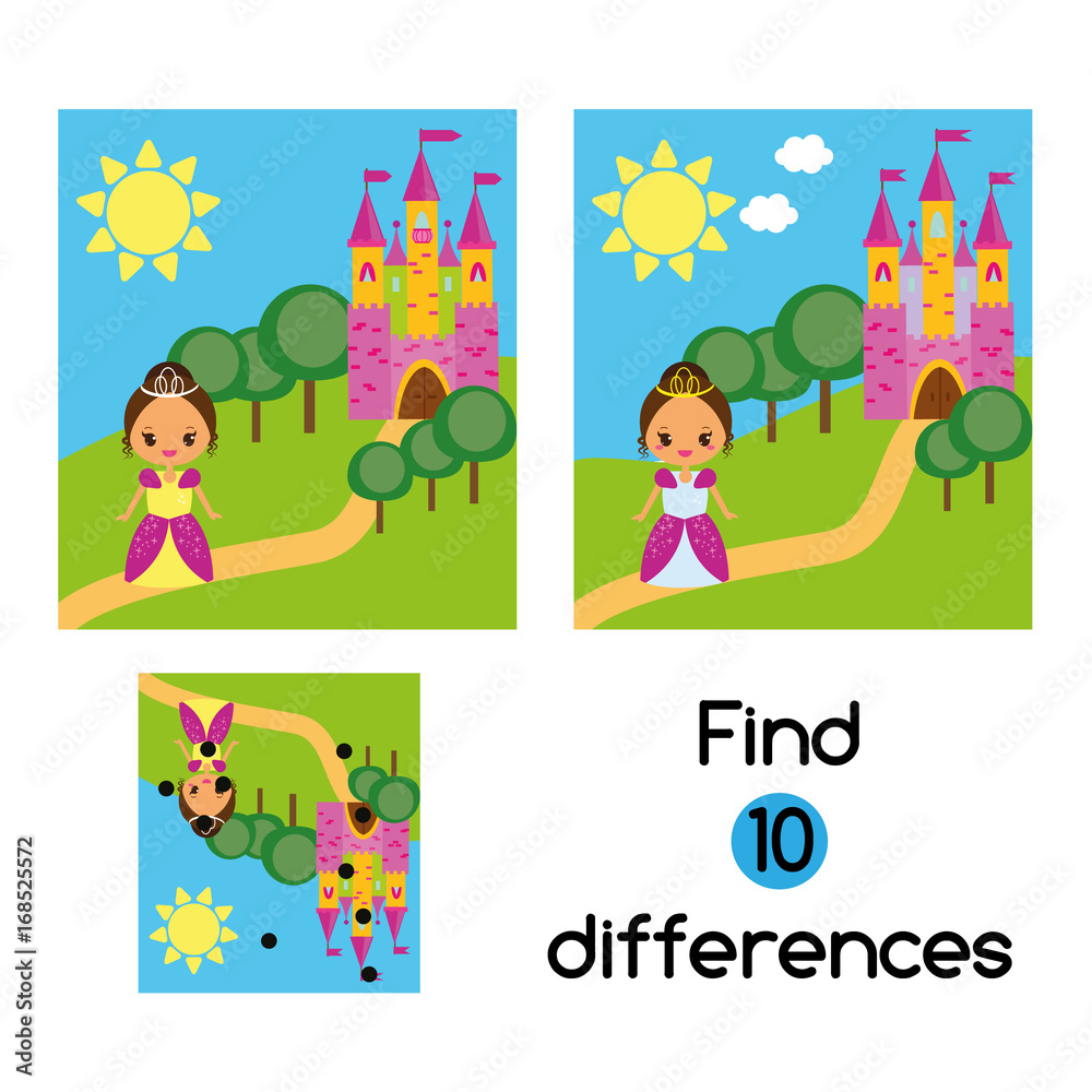 Find the differences educational children game. Kids activity sheet ...
