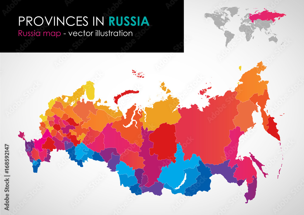 Vector map of Russia and provinces COLOR Stock Vector | Adobe Stock