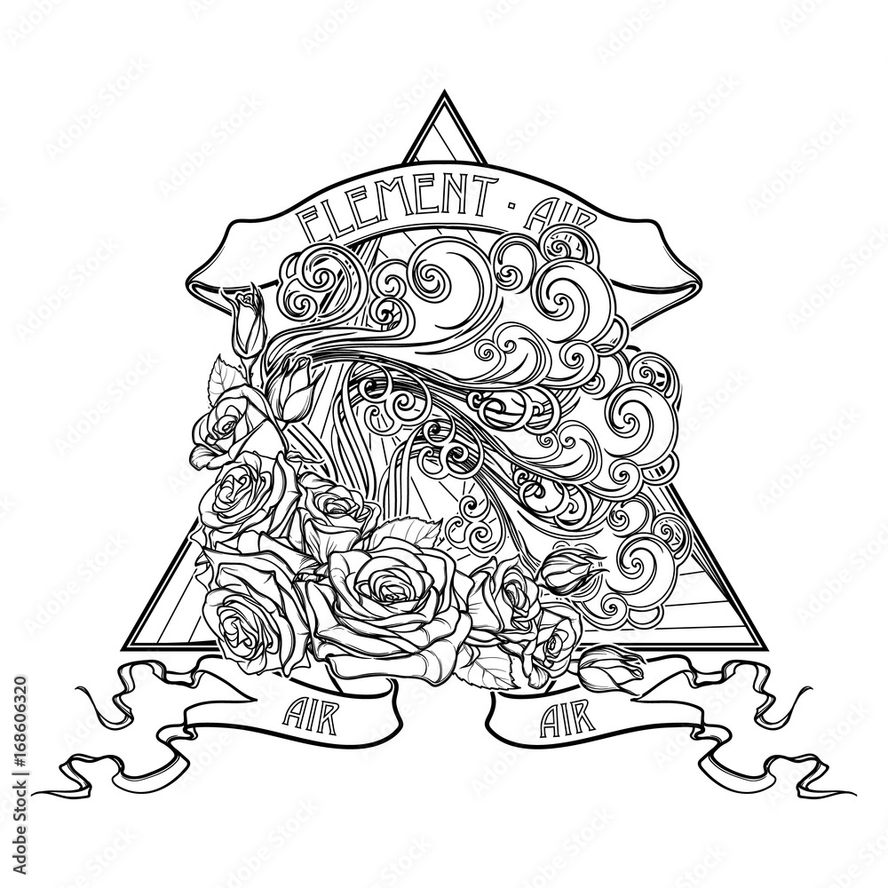 Astrology symbol - Air element. Decorative vignette with curly clouds ...