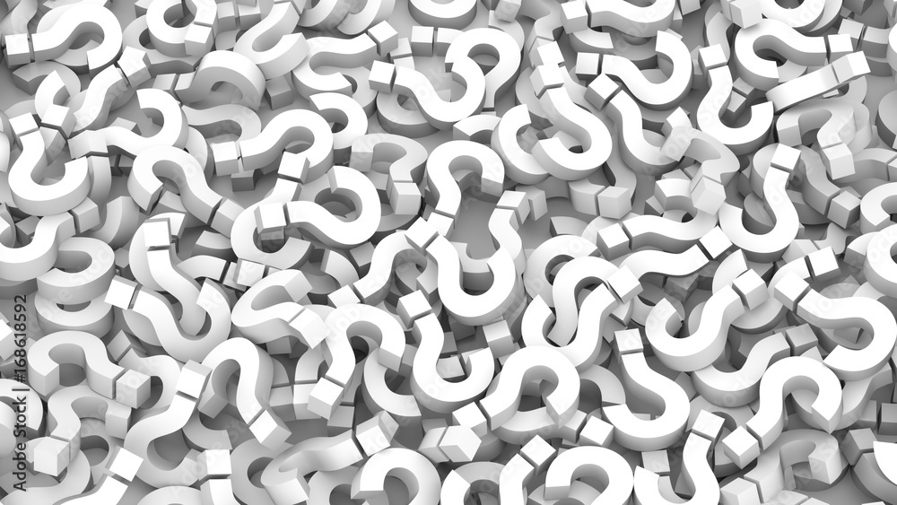 White question marks background. 3D Rendering. Stock Illustration ...