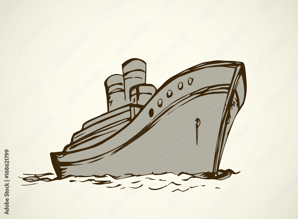 Vector drawing. Steamship Stock Vector | Adobe Stock