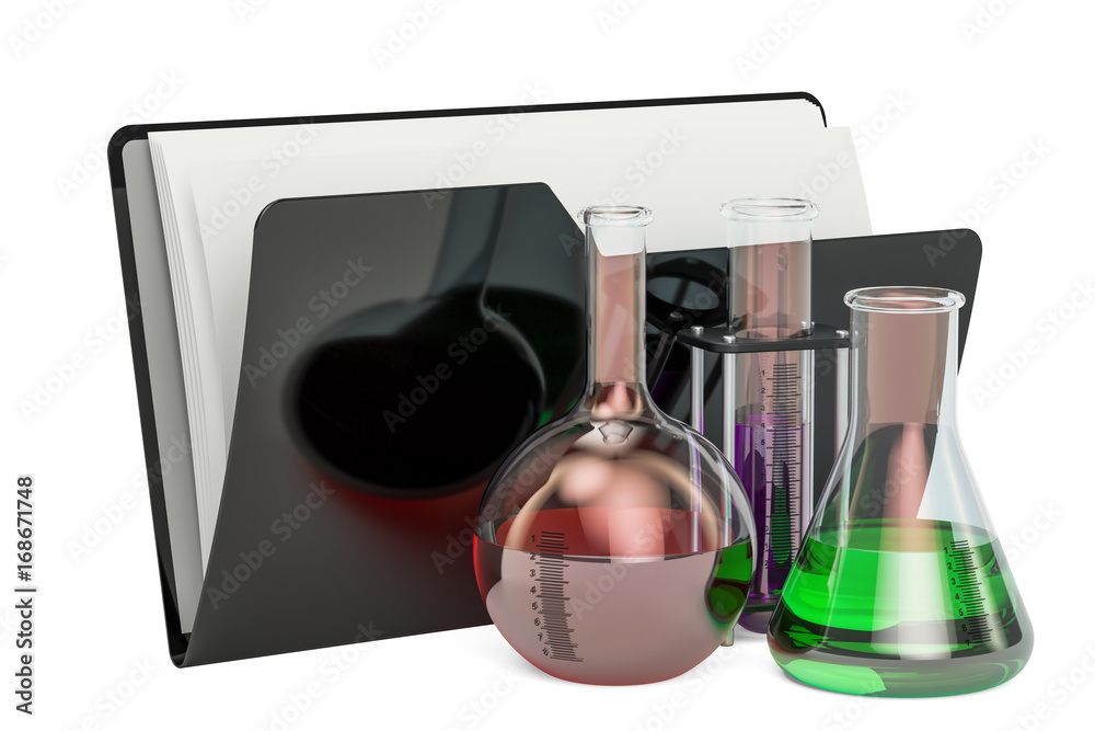 Computer folder icon with glass flasks, 3D rendering Stock Illustration ...
