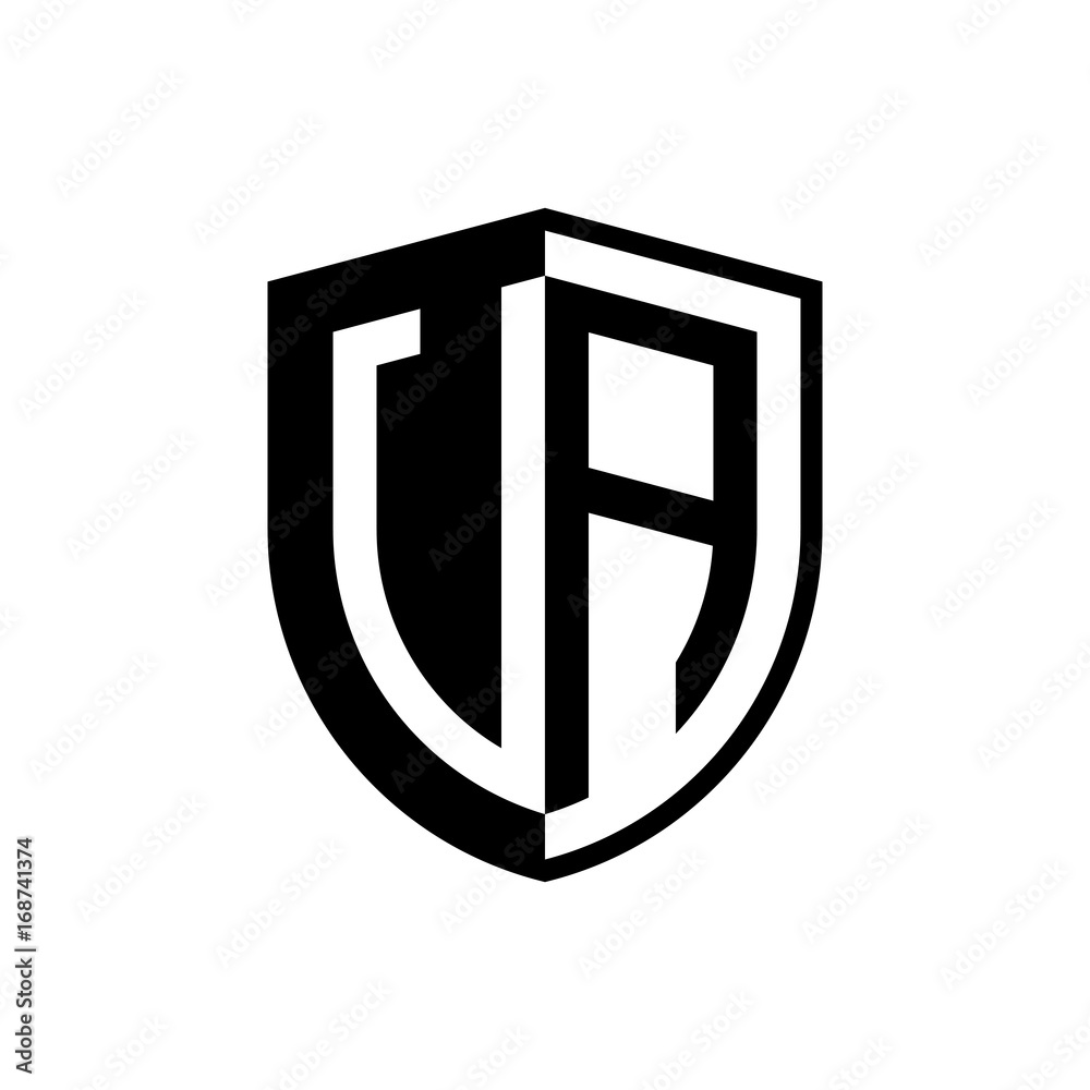 Initial two letter logo shield vector black Stock Vector | Adobe Stock