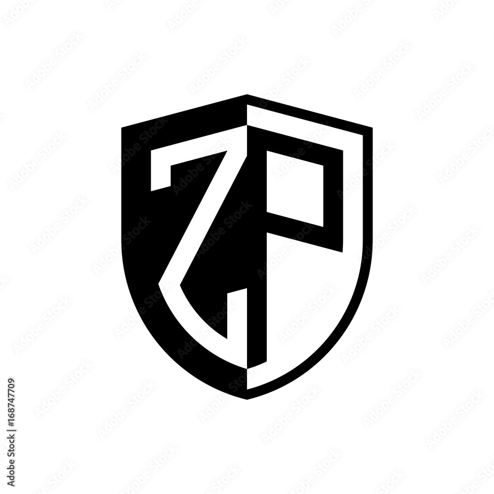 Initial two letter logo shield vector black Stock Vector | Adobe Stock