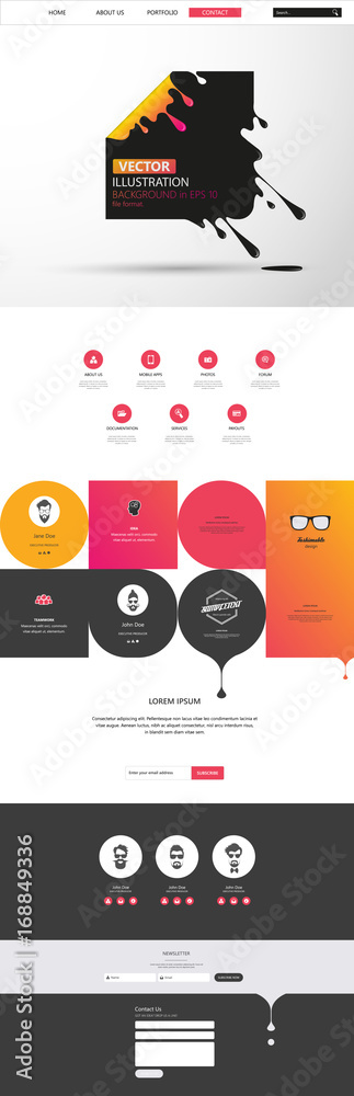 Vector de Stock Responsive One Page Website Template With Header Design . Vector Website ...