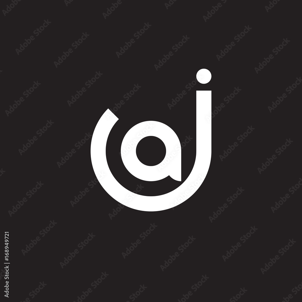 Initial lowercase letter logo ja, aj, a inside j, monogram rounded ...