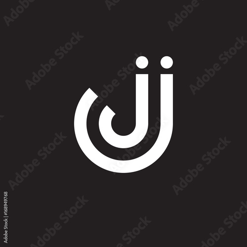 Initial lowercase letter logo jj, j inside j, monogram rounded shape ...