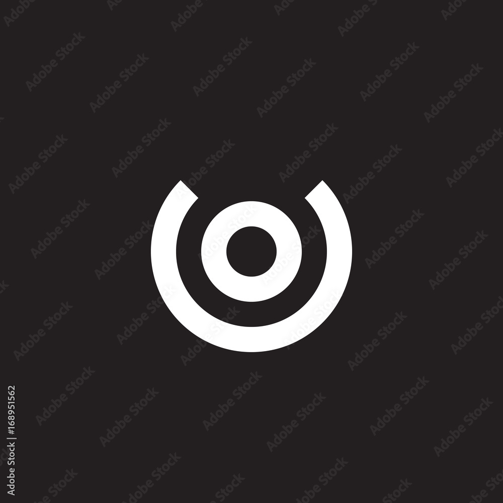Initial lowercase letter logo uo, ou, o inside u, monogram rounded ...