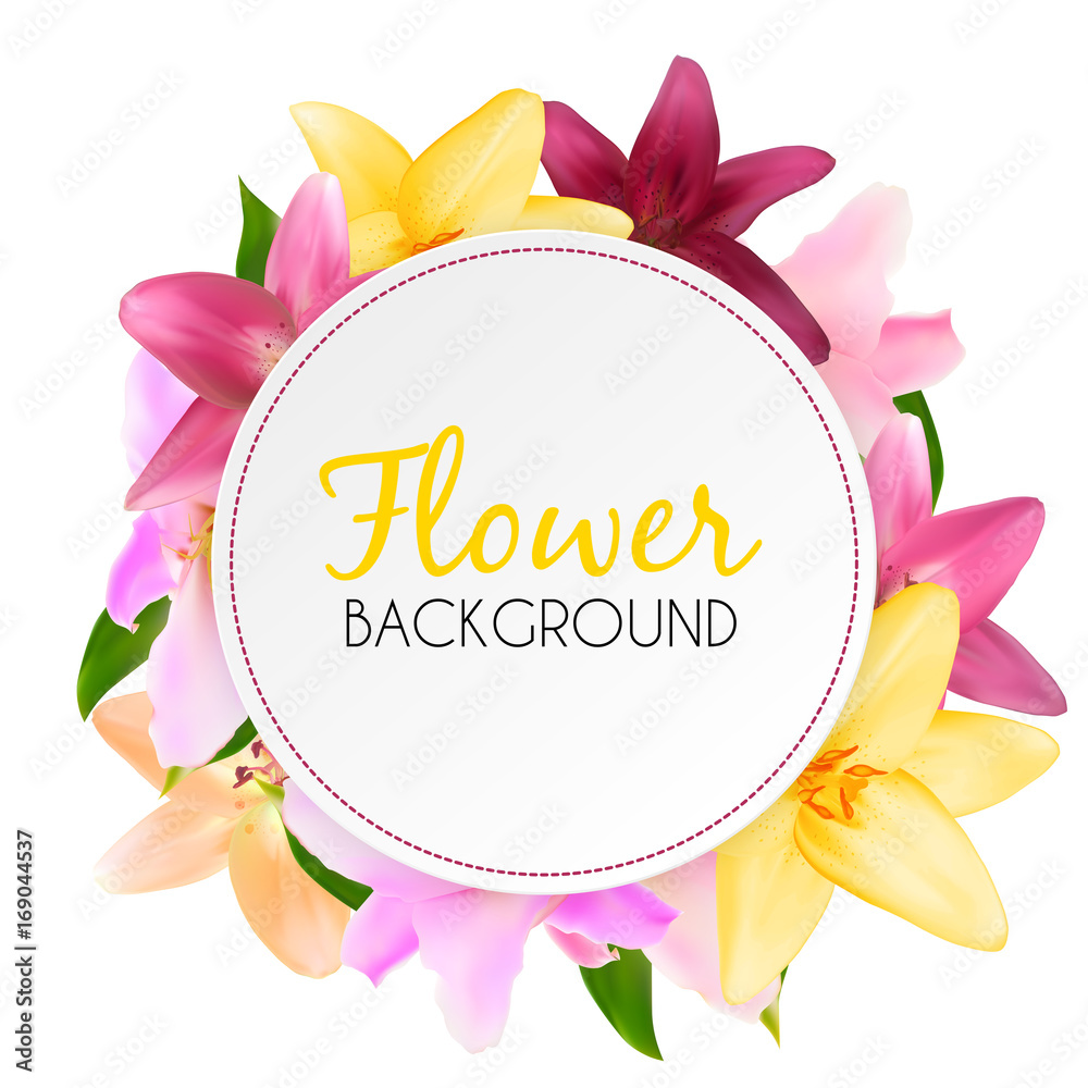 Abstract Frame with Lily Flower. Natural Background. Vector Illu Stock ...