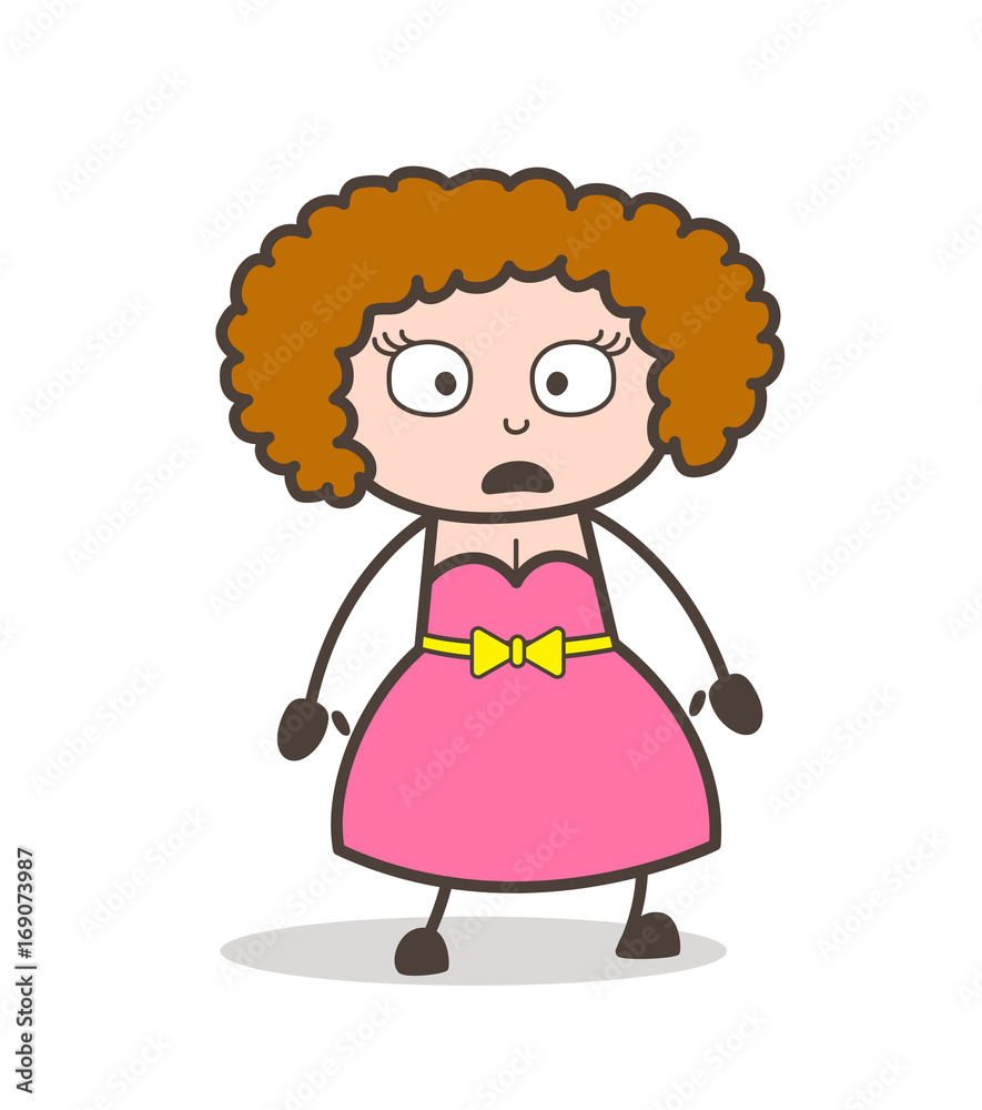 Cartoon Adult Woman Scared Face Vector Stock Vector | Adobe Stock