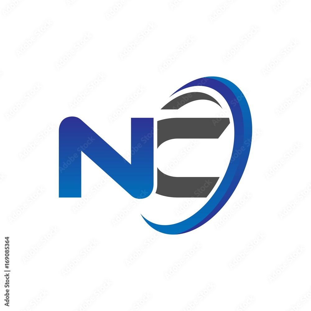 vector initial logo letters nc with circle swoosh blue gray Stock ...