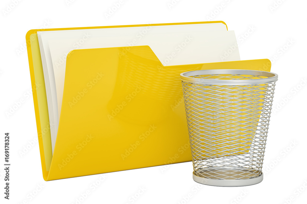 Computer folder icon with recycle bin, 3D rendering Stock Illustration ...