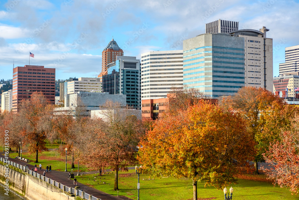 Portland city skyline at autumn Stock Photo | Adobe Stock