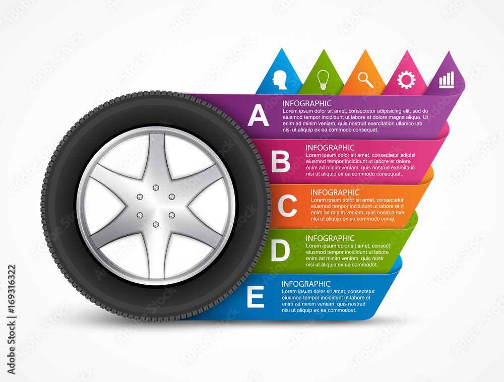 Car Wheel Infographic Design Template. Vector illustration. Stock ...