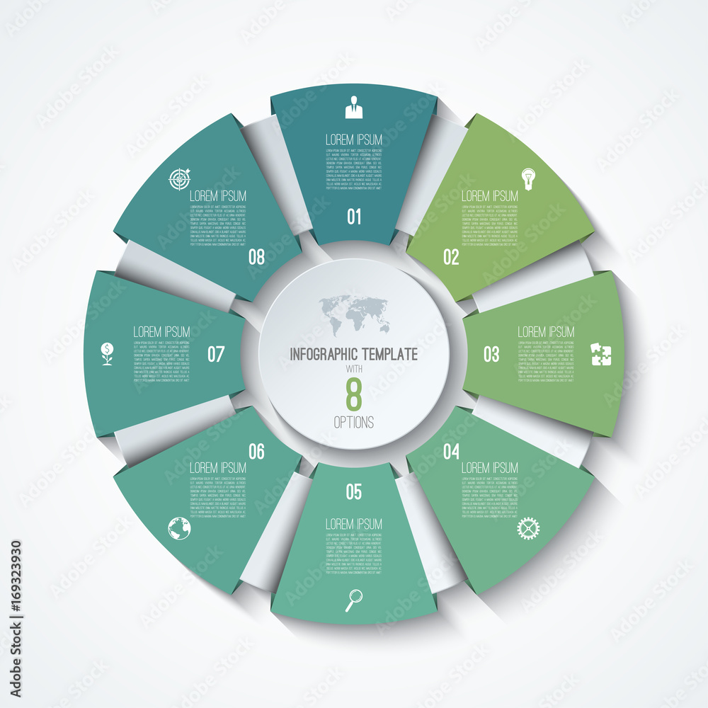 Circle infographic template. Process wheel. Vector pie chart. Business ...