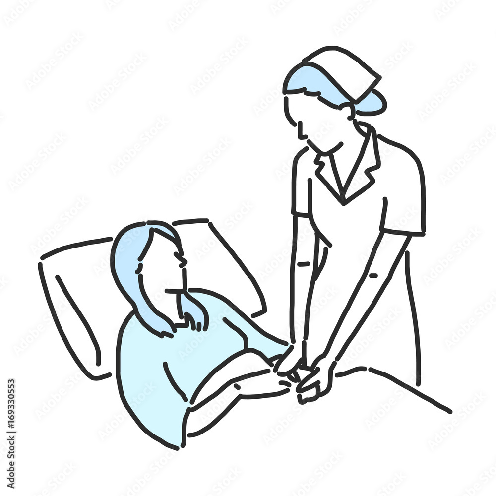 Nurse. line drawing and hand drawn. vector illustration. Stock Vector ...