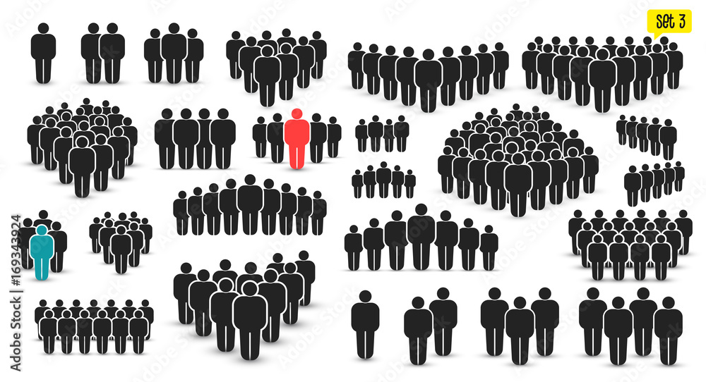 People Icon set in trendy flat style. Persons symbol for your ...