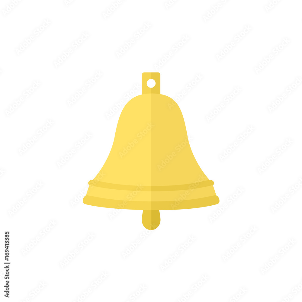 Simple brass, golden ship bell, flat cartoon vector illustration ...