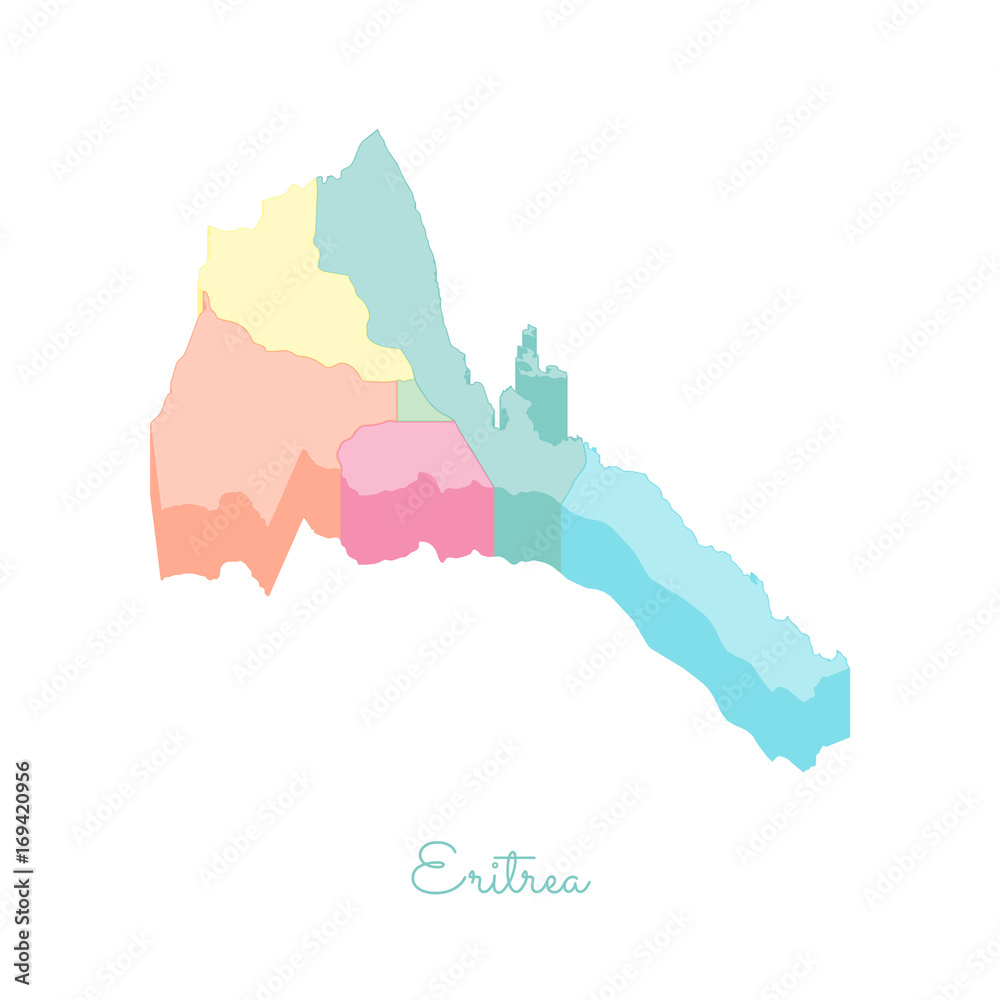 Eritrea region map: colorful isometric top view. Detailed map of ...