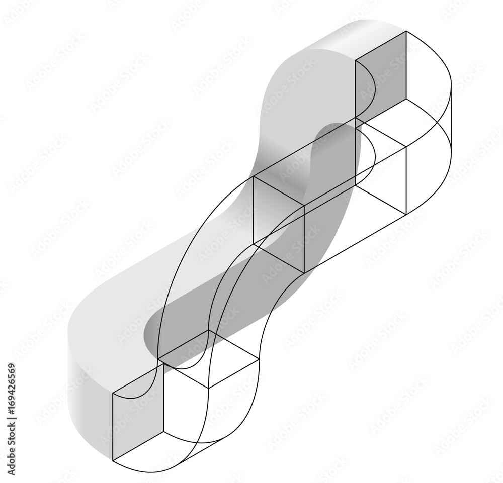 Spatial paradox, Esher's infinite staircase principle. Isometric arched ...
