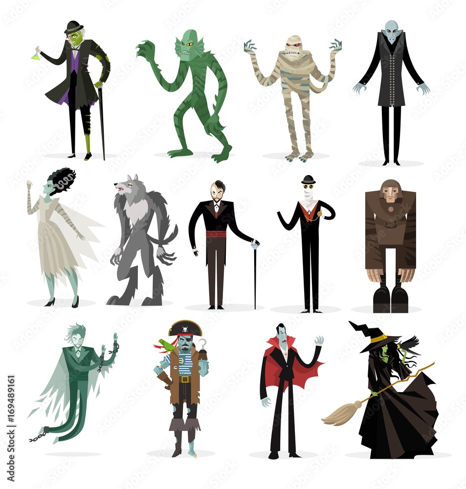 Vetor evil monsters villains do Stock | Adobe Stock