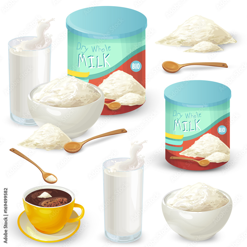 Image vectorielle Stock Vector set of cartoon illustration of milk ...