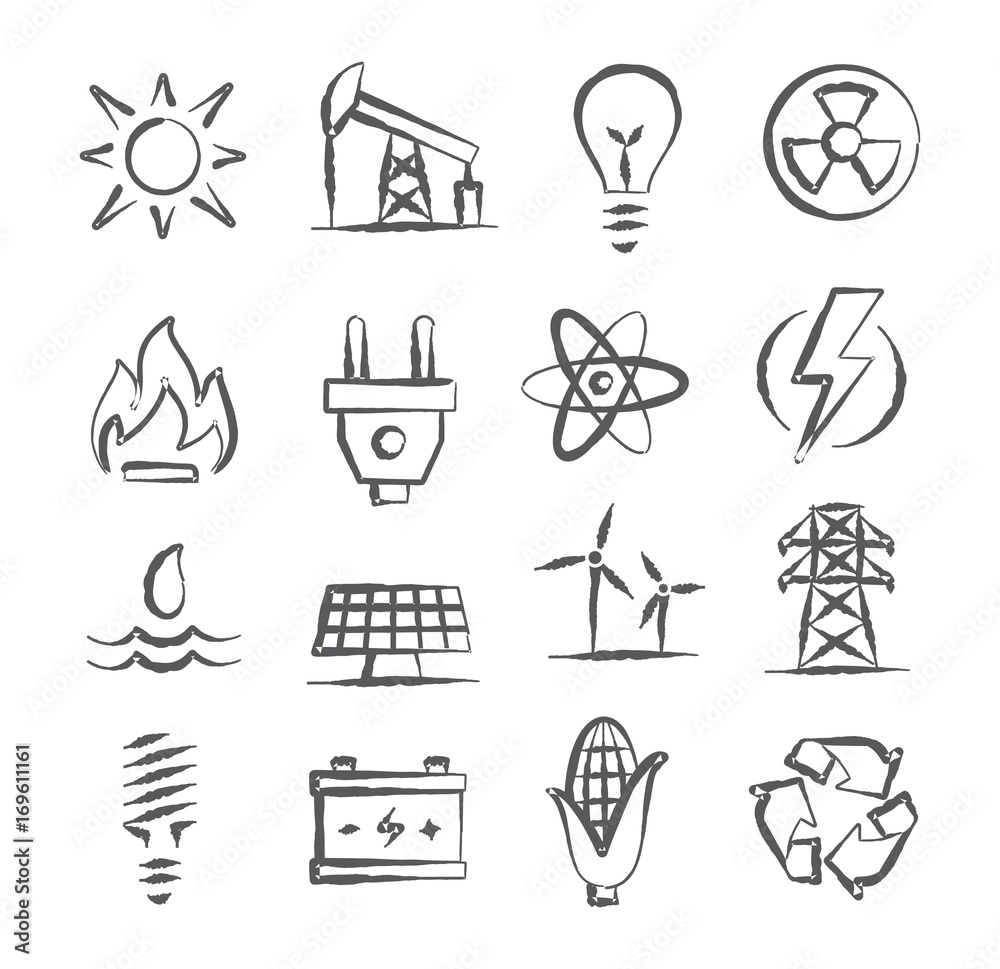 Energy doodle icons Stock Illustration | Adobe Stock