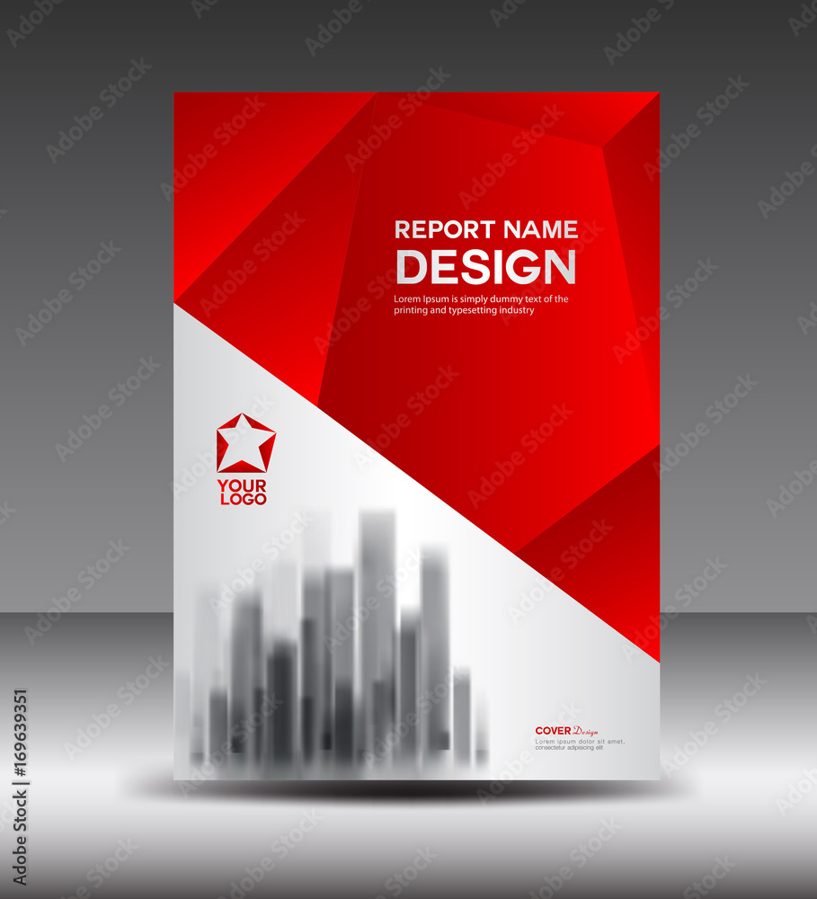 Red and White Cover design Annual report cover vector illustration ...