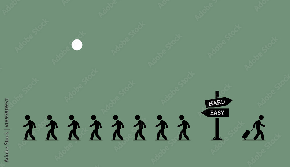 The Road Less Traveled. Vector artwork depicts an unique individual ...