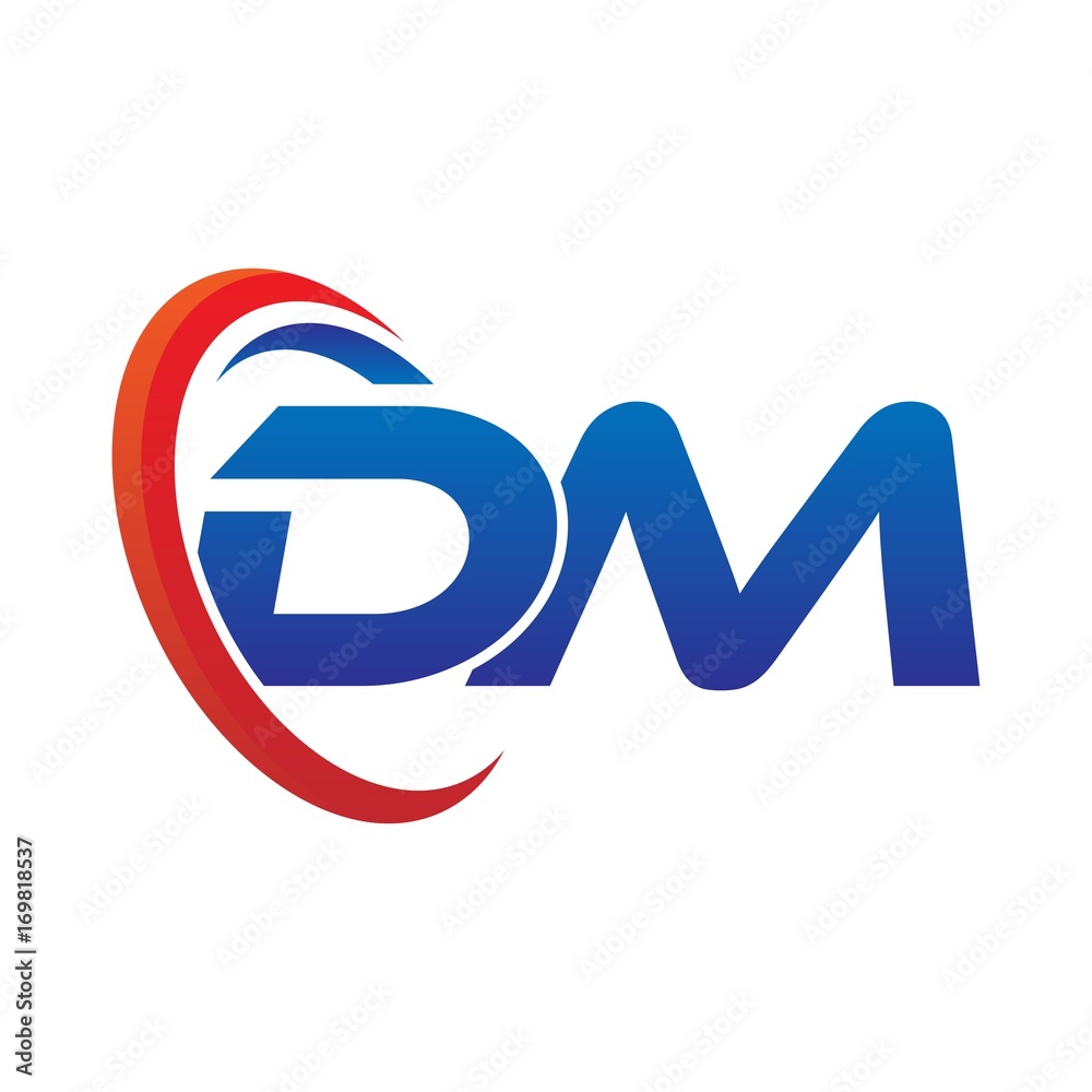 modern dynamic vector initial letters logo dm with circle swoosh red ...