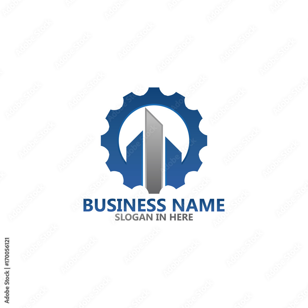 Gear Building Logo Template Design Stock Vector | Adobe Stock