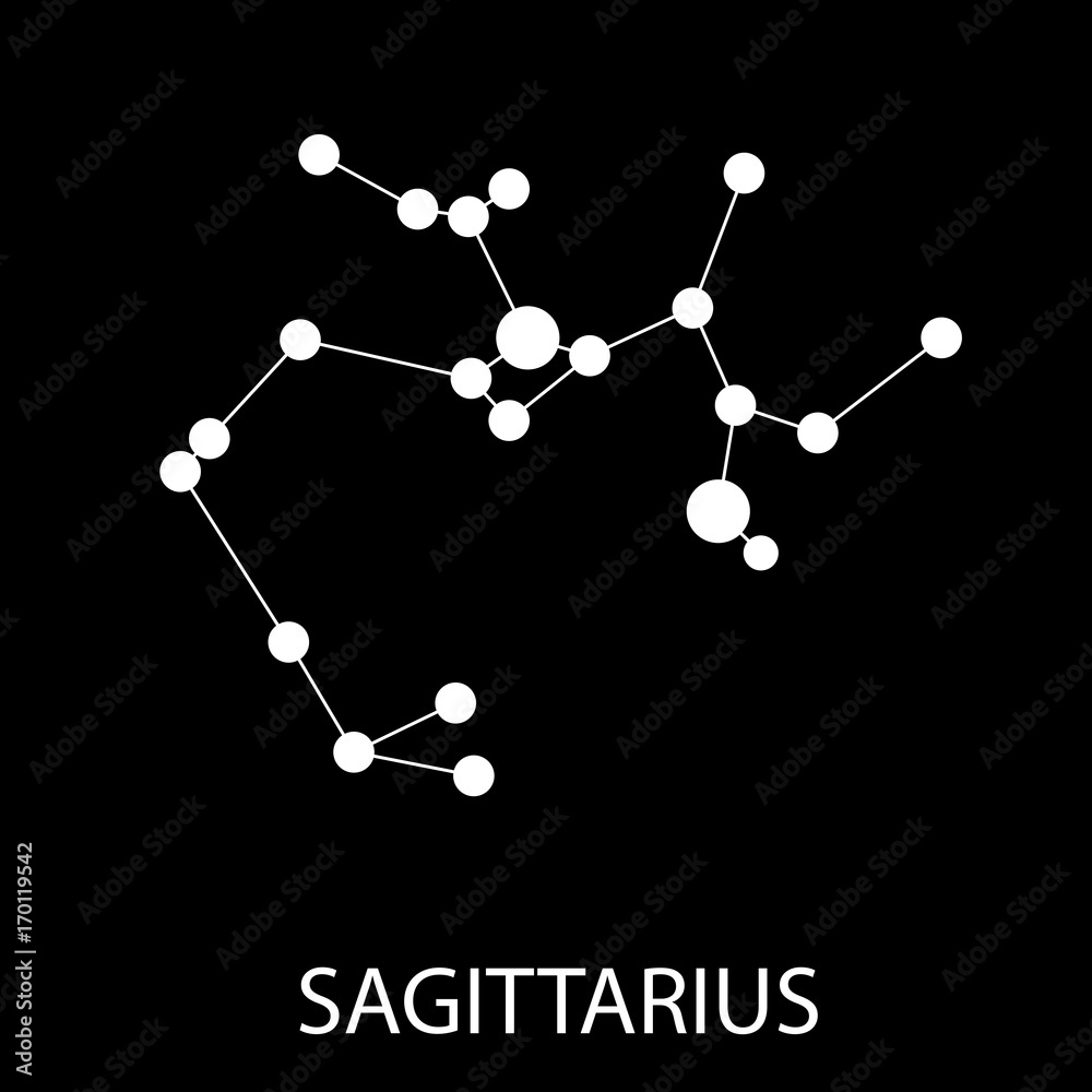 Raster illustration. Zodiac sign Sagittarius. Detailed stylish zodiac ...