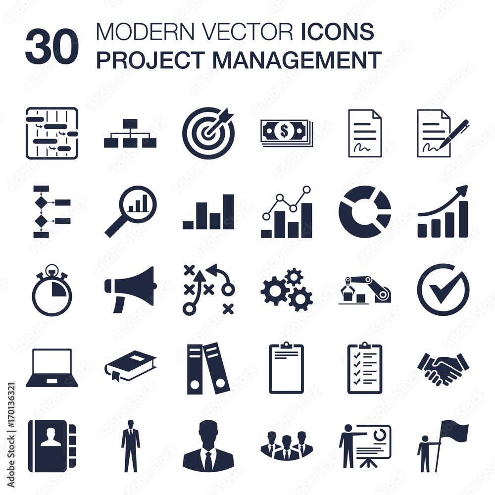 Set of 30 quality icons about project management business ...