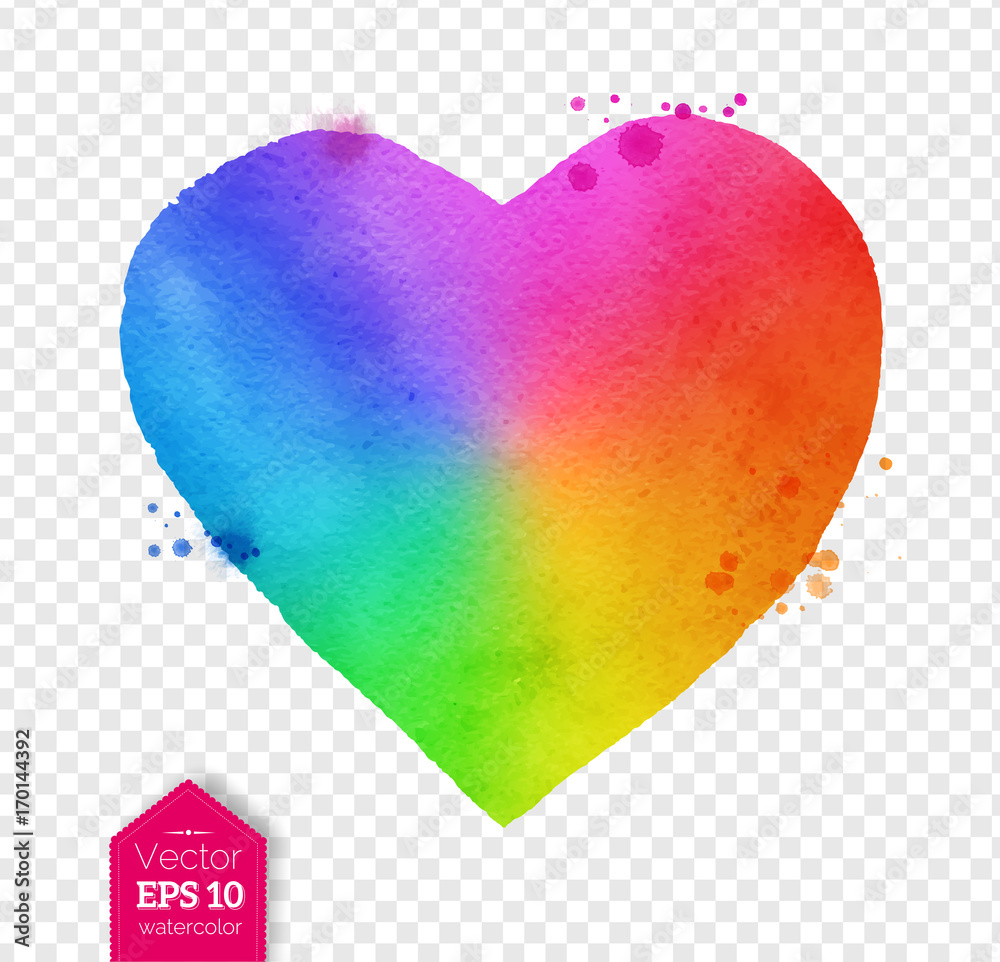 Vector watercolor sketch of rainbow colored heart Stock Vector | Adobe ...