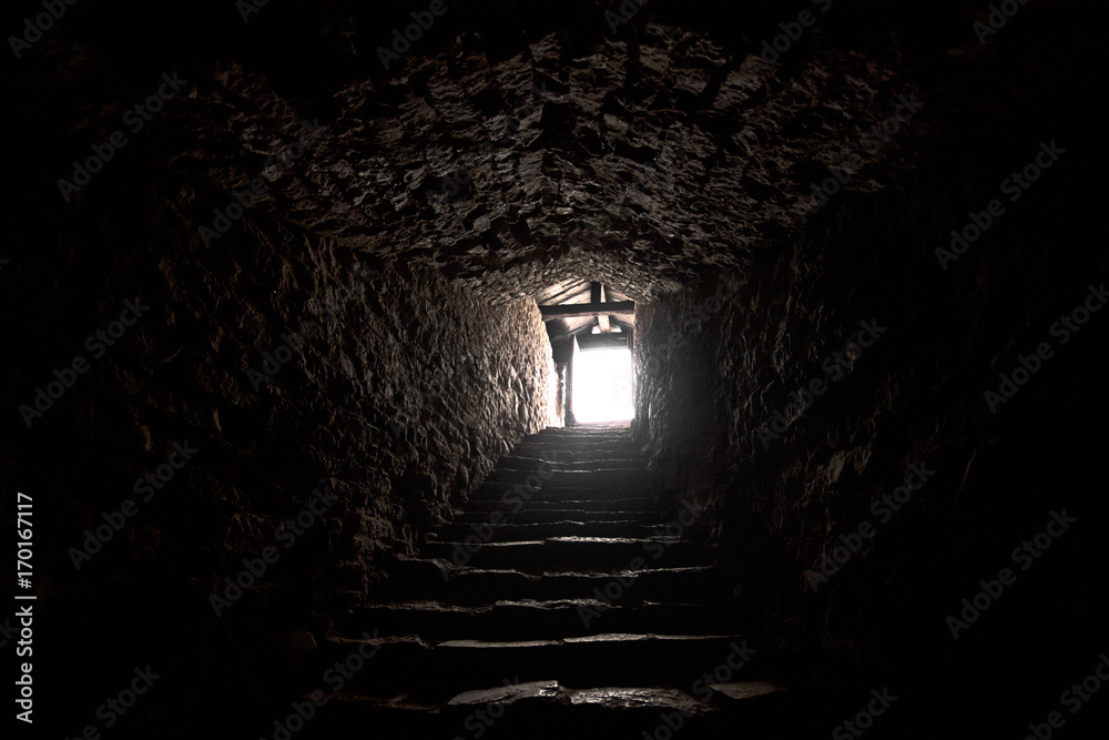 Exit from the ancient medieval dungeon Stock Photo | Adobe Stock