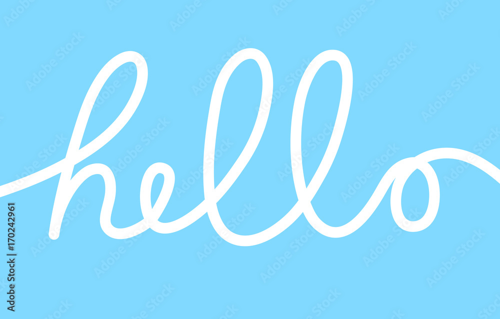 Hello word, calligraphy design, blue background vector illustration ...
