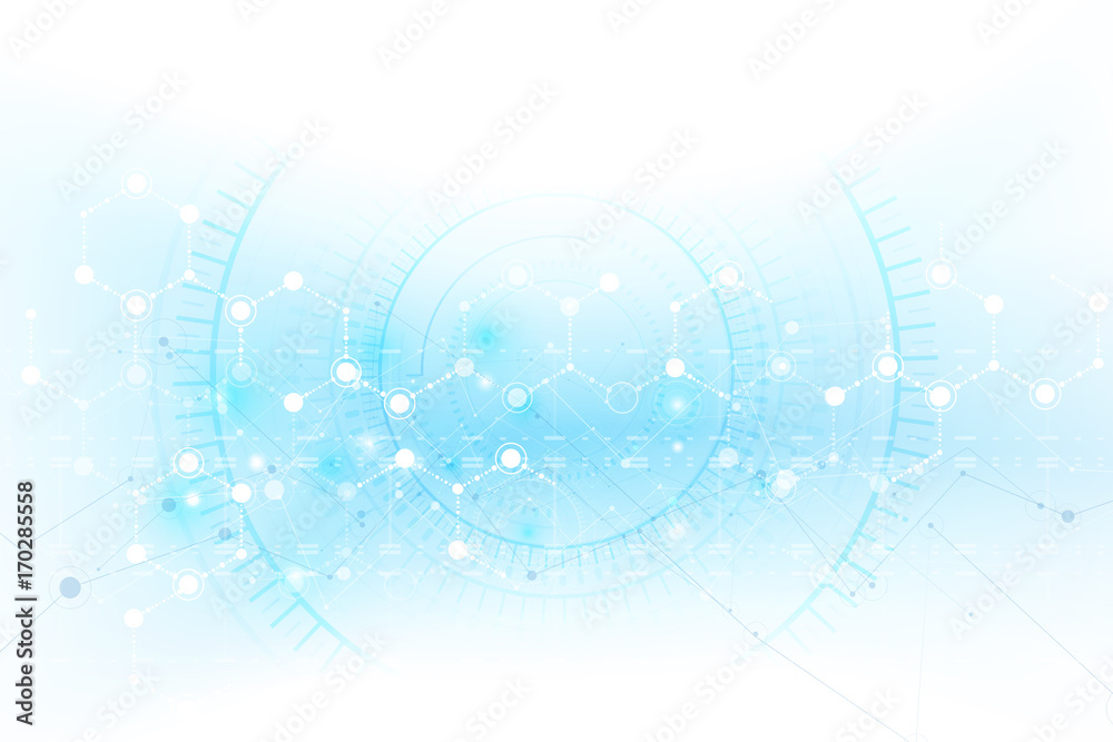Futuristic Cyber technology blue and white abstract background with ...