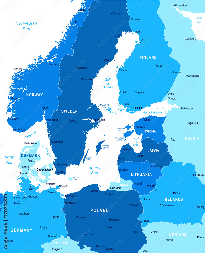 Baltic Sea Area Map - Vector Illustration Stock Vector | Adobe Stock
