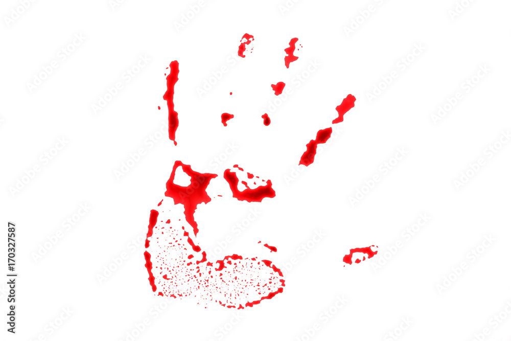 Blood / Blood handprint on white background. Stock Photo | Adobe Stock