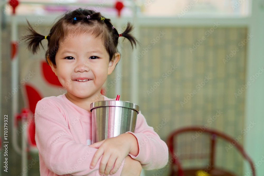 asian chinese children drinking water . little girl Thirsty Stock Photo ...