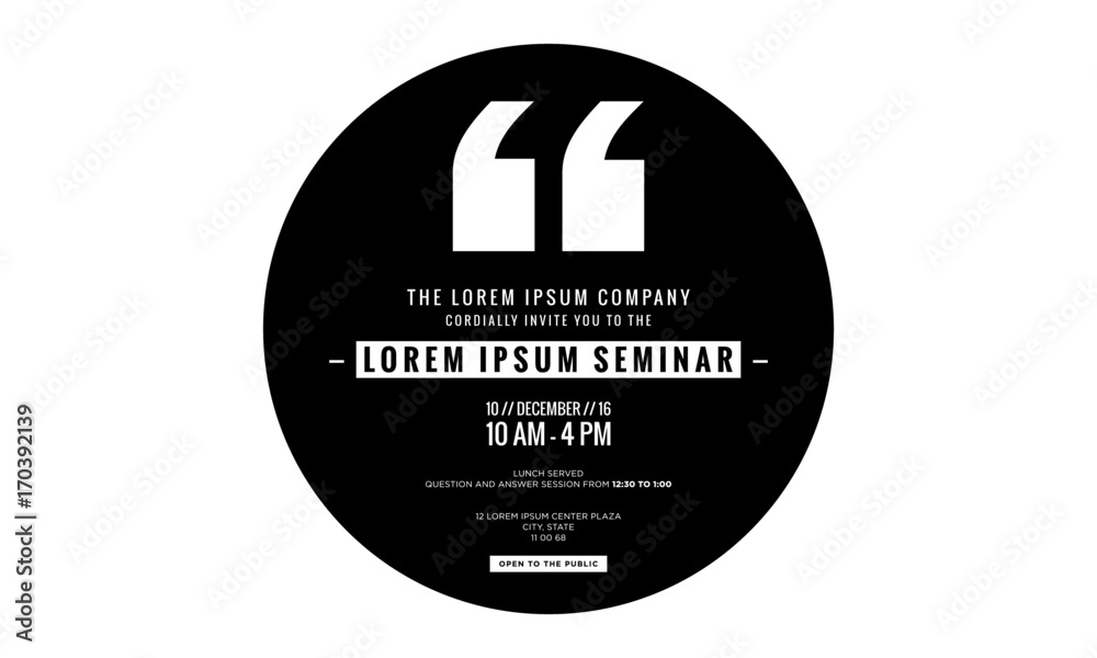 Business Seminar Invitation Design Template (With time, date and venue ...