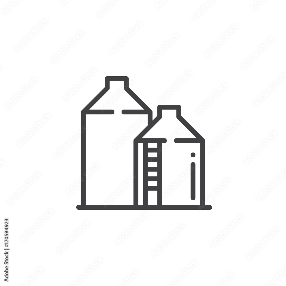Silo line icon, outline vector sign, linear style pictogram isolated on ...