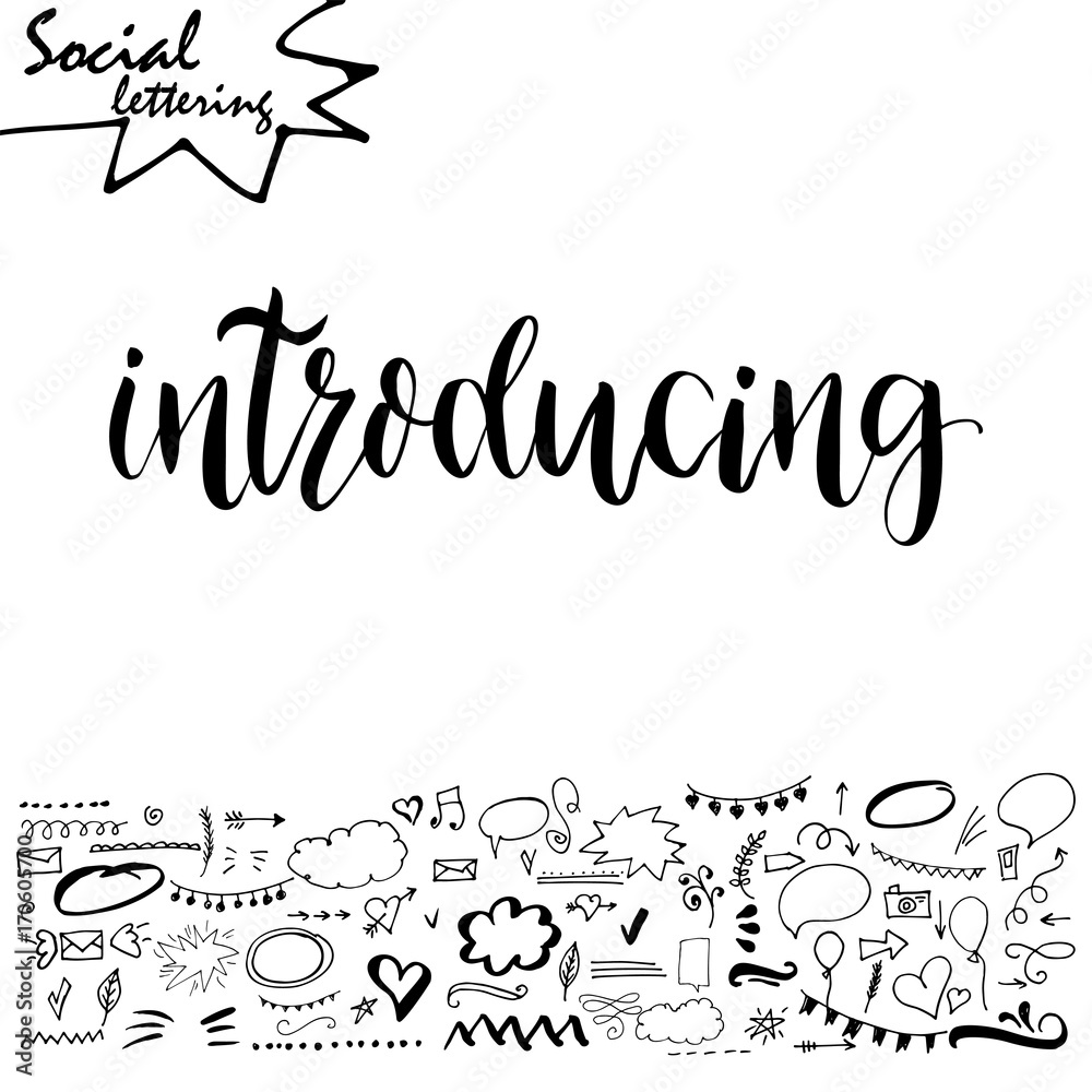 Lettering and symbols on Social media element. Modern calligraphy for ...