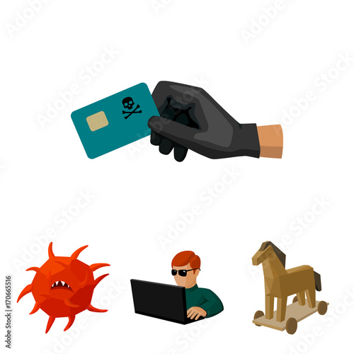 Hacker, hacking, system, internet .Hackers and hacking set collection icons in cartoon style ...