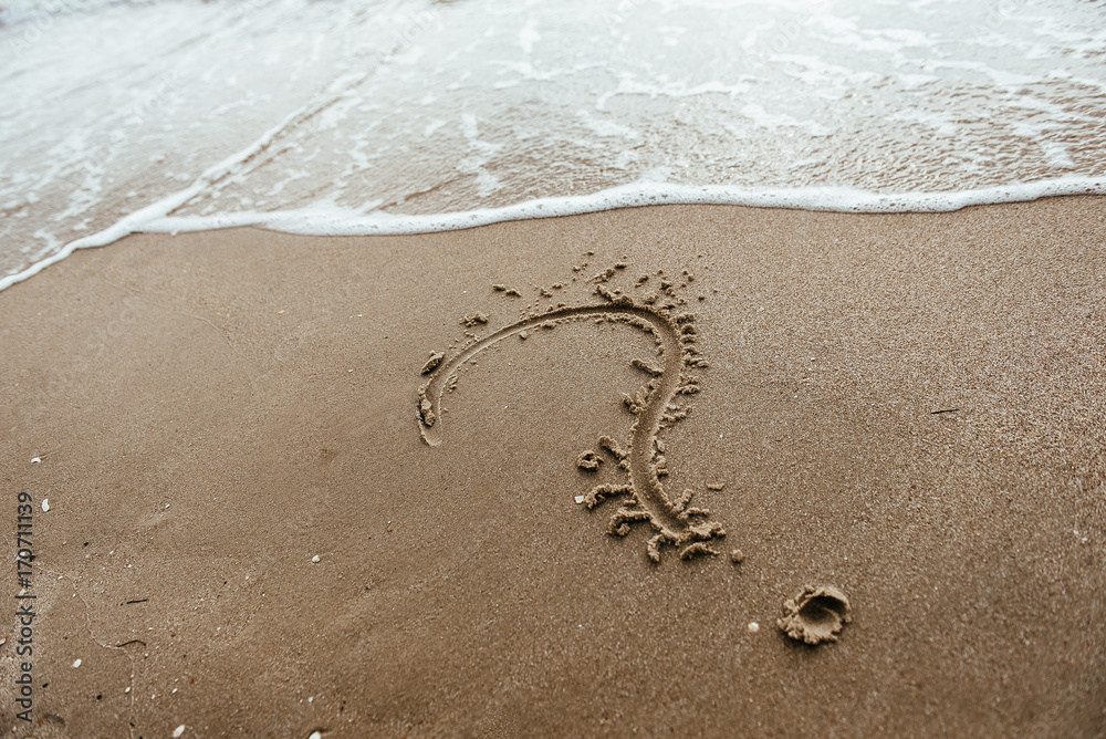 question mark sign in sand beach Stock Photo | Adobe Stock
