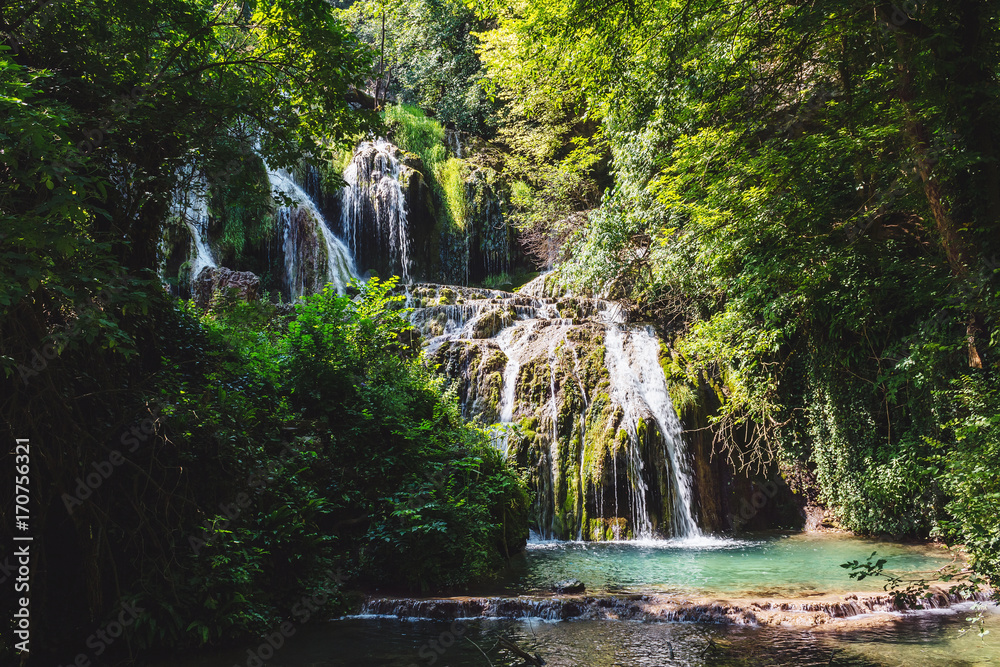 Nature landscape of Krushuna waterfalls in Bulgaria Stock Photo | Adobe ...