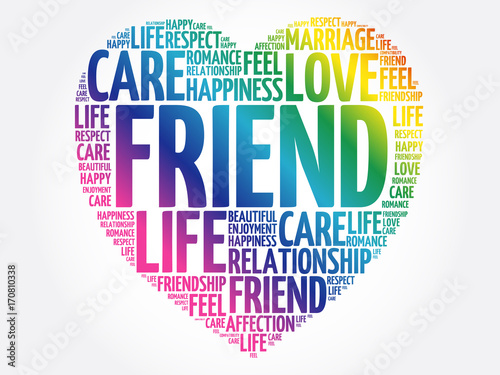 Friend word cloud collage, heart concept background Stock Vector ...